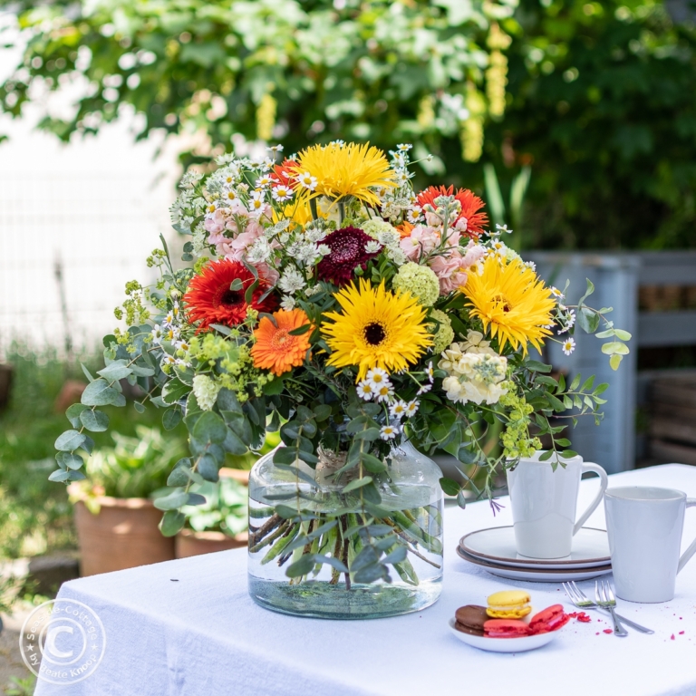 Gerbera, die Gute-Laune-Blume, im Strauß des Monats Juni - Seaside-Cottage
